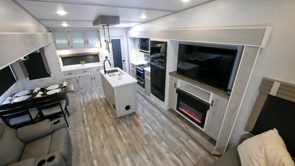 This Luxury 5th Wheel Kitchen is Spacious & Modern